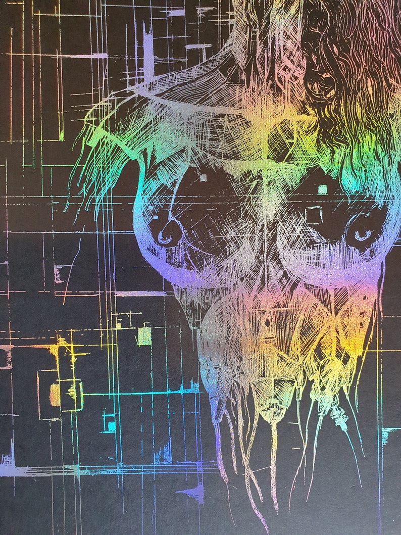 Cyberpunk Art Print Holographic Limited Edition Illustration - Etsy