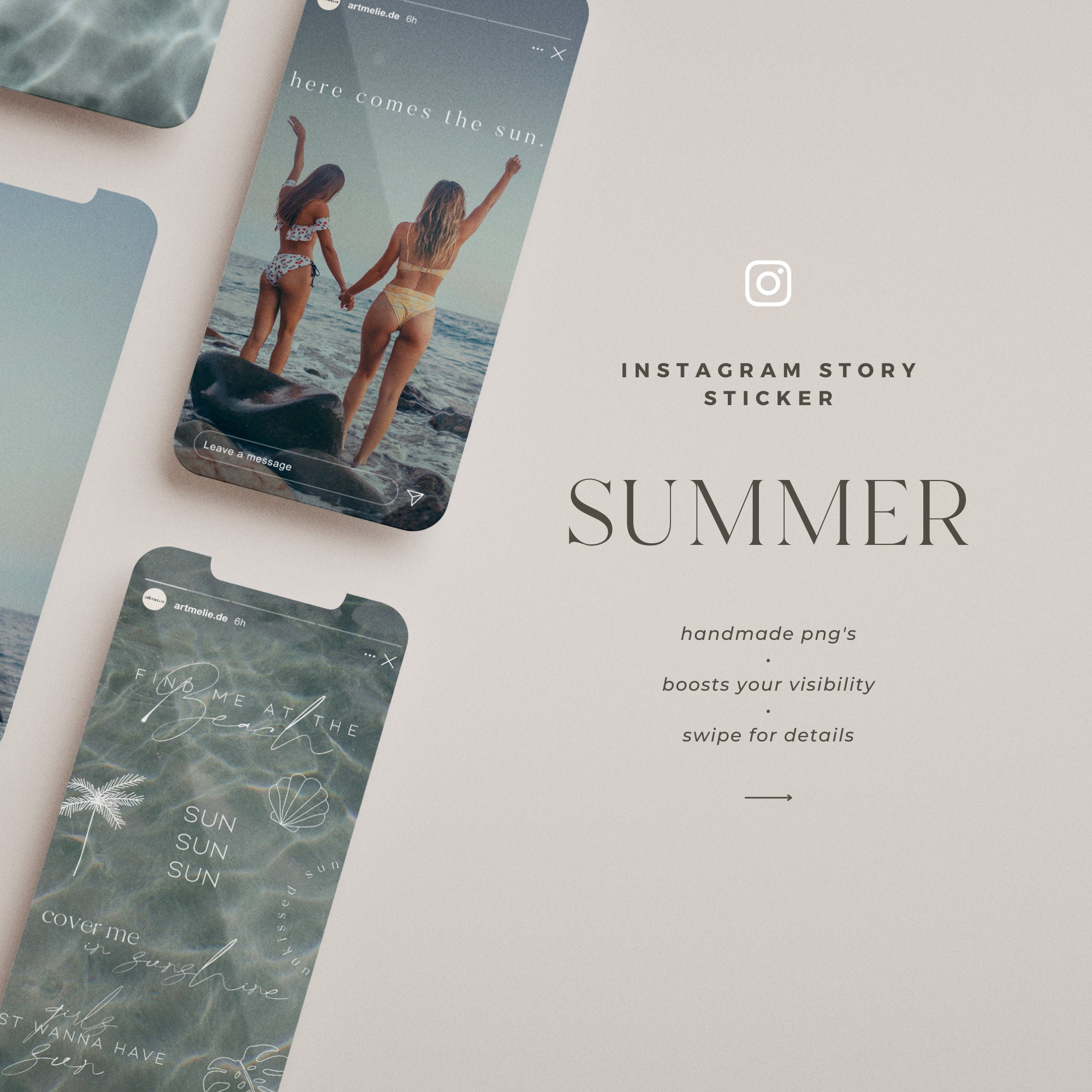 SUMMER & SUN Instagram Story Sticker Templates Words Quotes | Etsy