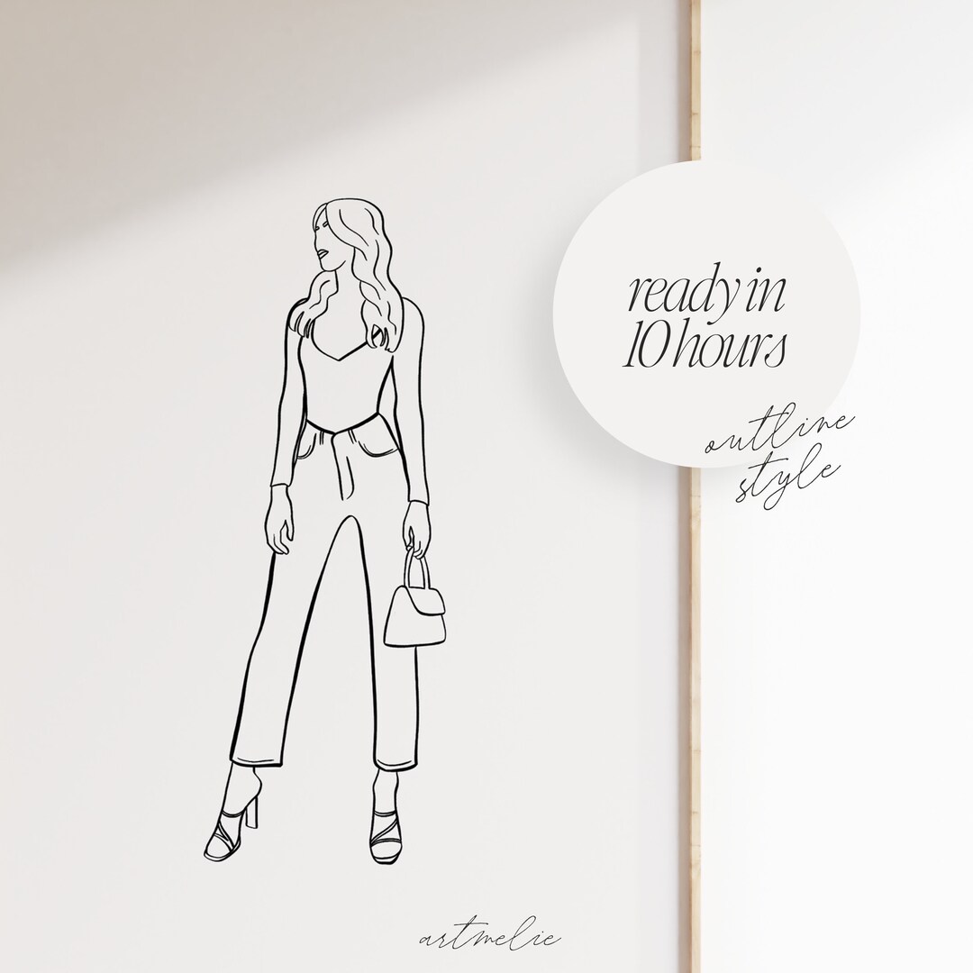 Personalized Minimalistic Outline Portrait Print: Custom Illustration ...