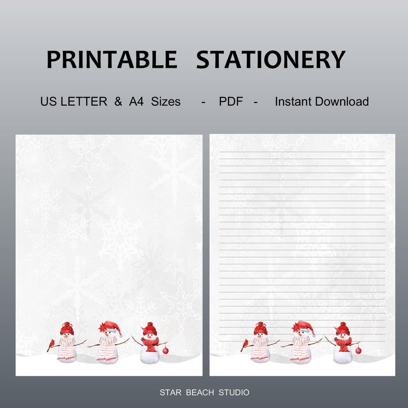 Snowflake Writing Paper - Etsy