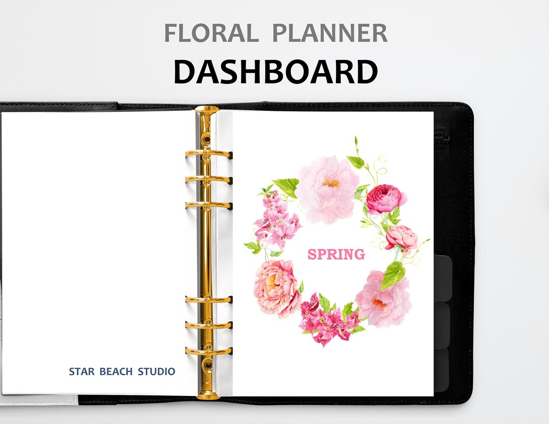 Spring Floral Printable Planner Dashboard, Pink Peony Planner Inserts ...