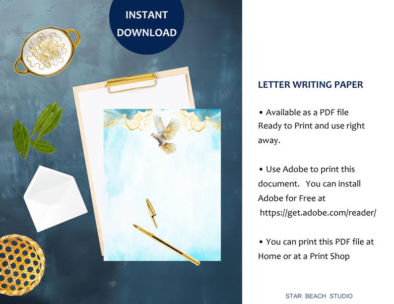 Holy Spirit Dove Stationery Printable Paper, Christian Theme Lined ...