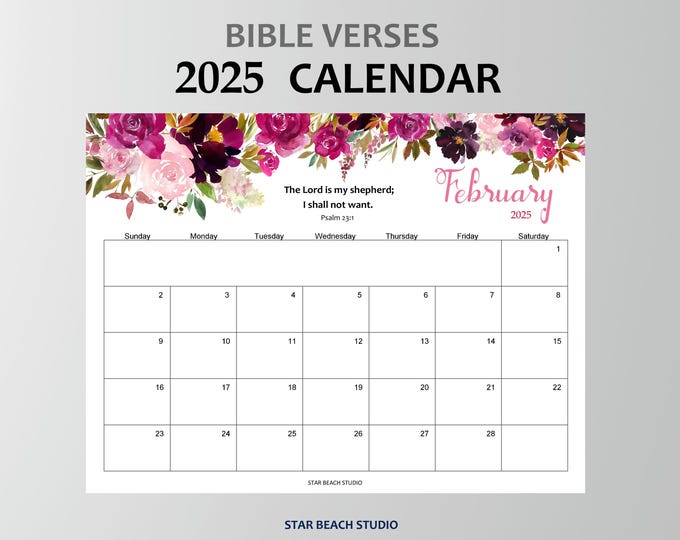 Bible Verse Calendar 2024, Printable PDF, Inspirational Watercolor ...