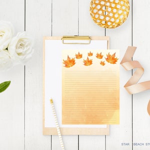 Autumn Leaves Printable Stationery, Fall Leaves Lined & Unlined Letter ...