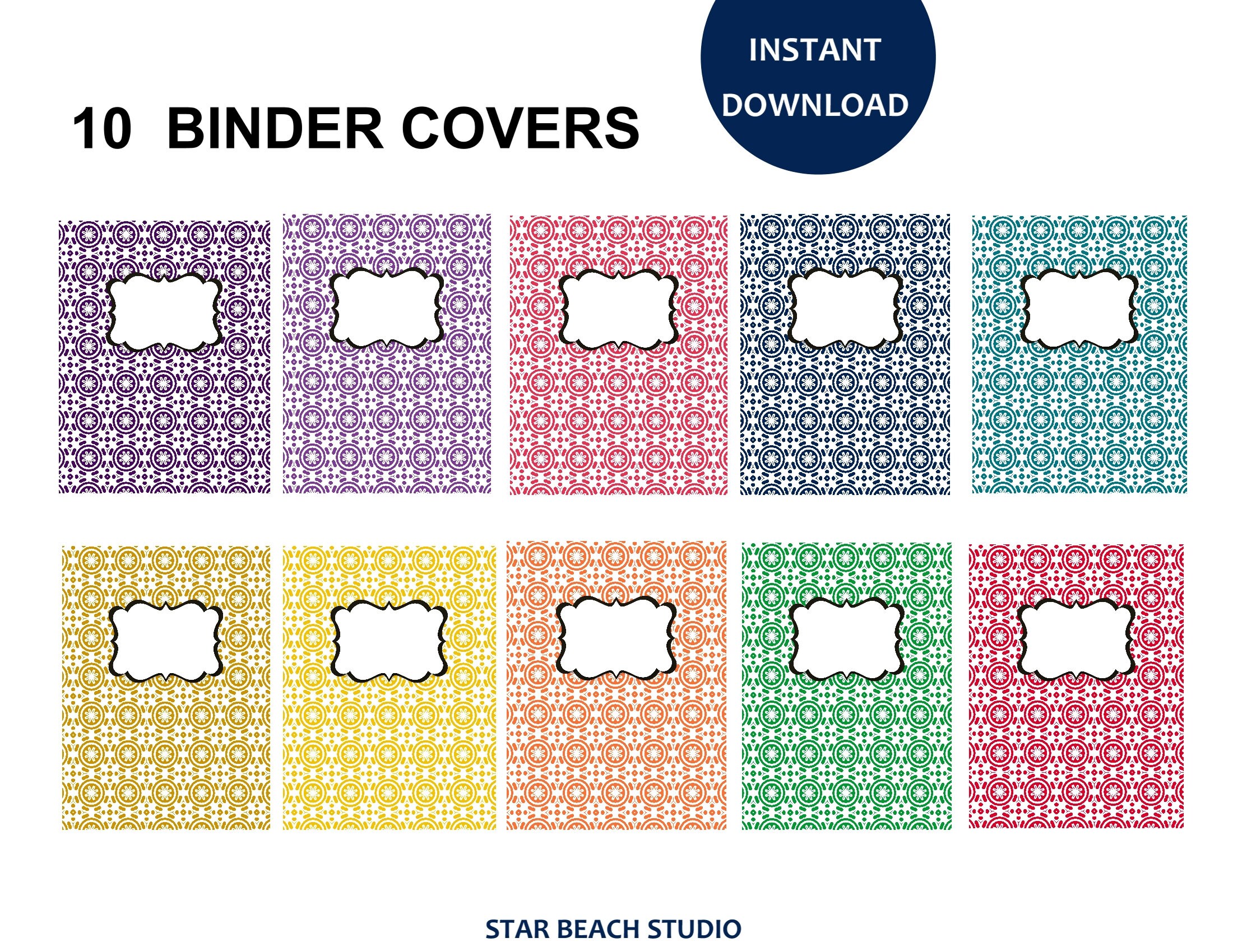 Binder Cover Printable Editable, Multi Color Binder Insert, Teacher ...