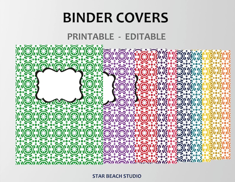 Binder Cover Printable Editable, Multi Color Binder Insert, Teacher ...