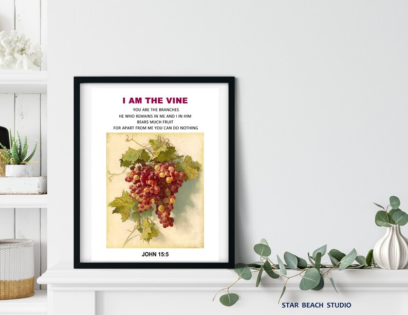 I AM the Vine You Are Branches Bible Verse Wall Art, John 15 Printable ...