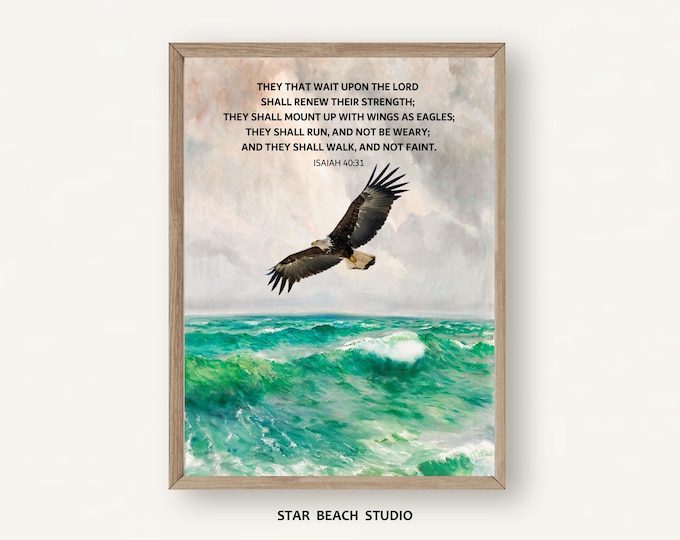 Above Bed Art Bible Verse Home Decor Christian Eagle Print Scenery ...