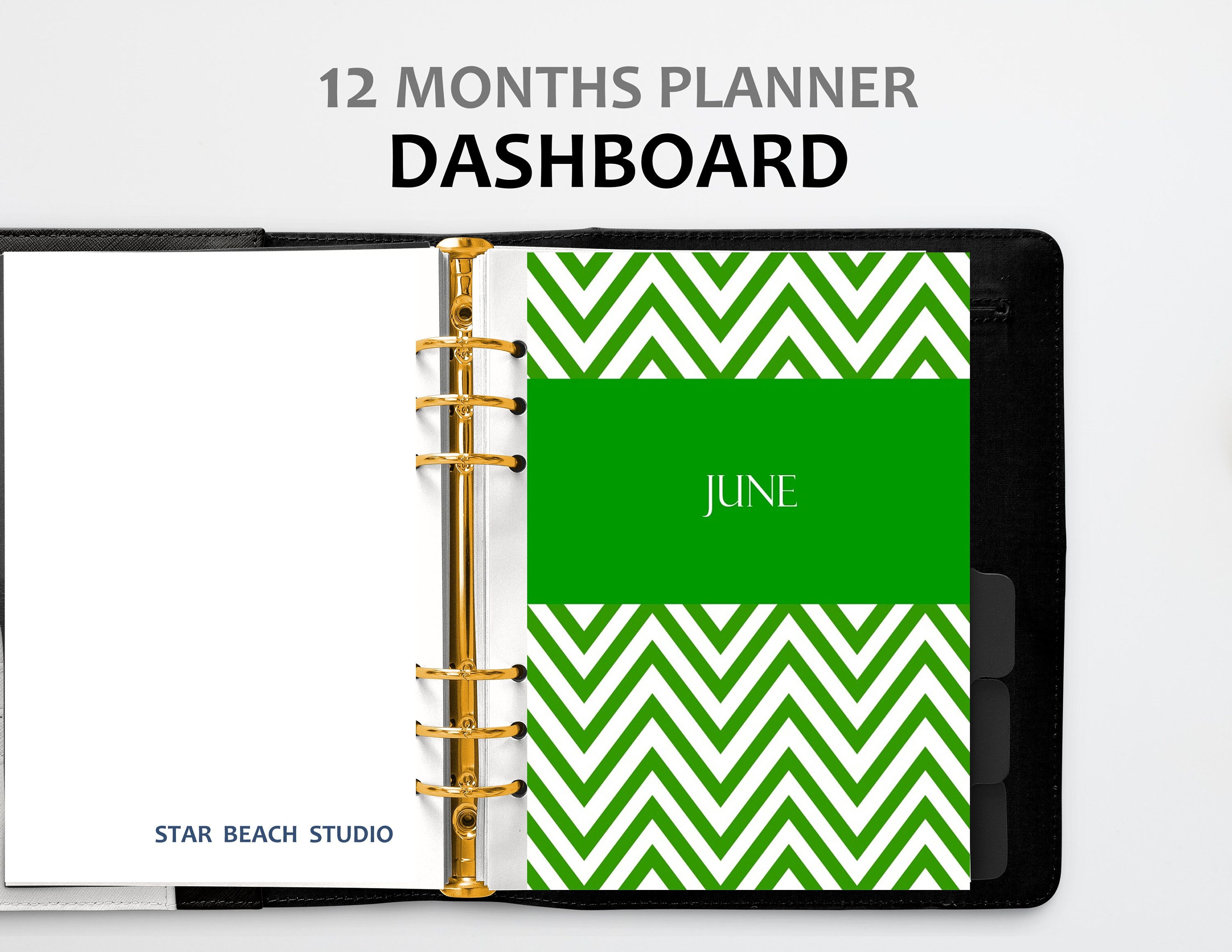 12 Month Planner Dashboard Printable, Chevron Pattern Multicolor ...