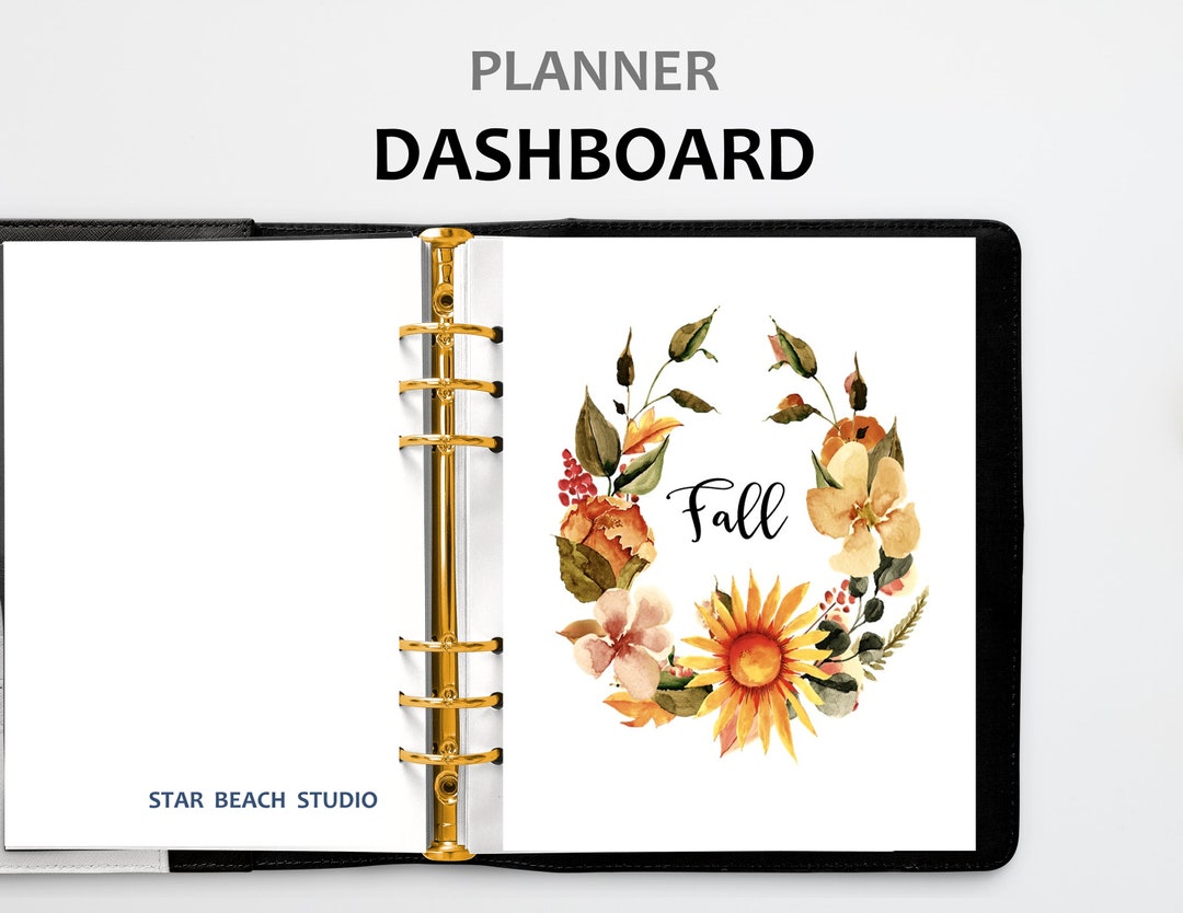 Fall Floral Planner Dashboard Printable, Autumn Watercolor Floral ...