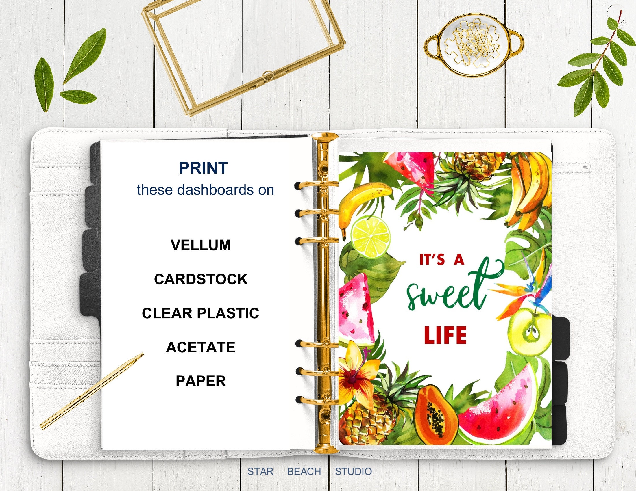 Sweet Life Planner Dashboard Printable, Summer Fruits & Floral Planner ...