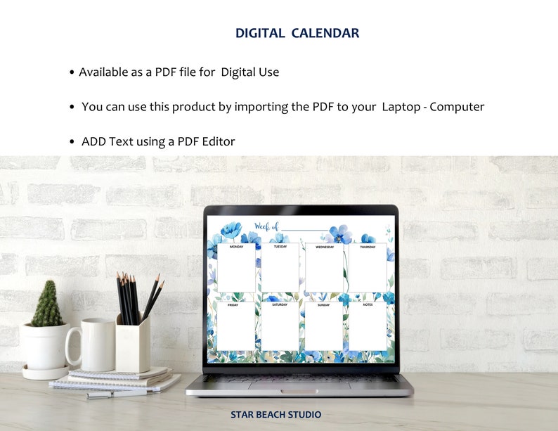 Weekly Planner Printable, Floral Undated Week at a Glance Planner ...