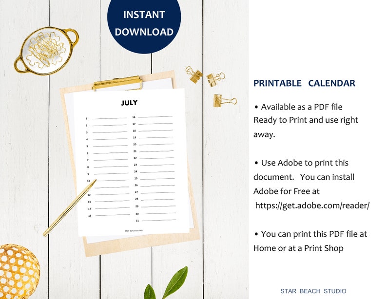 Perpetual Calendar Printable, Birthday Anniversary Annual Events ...