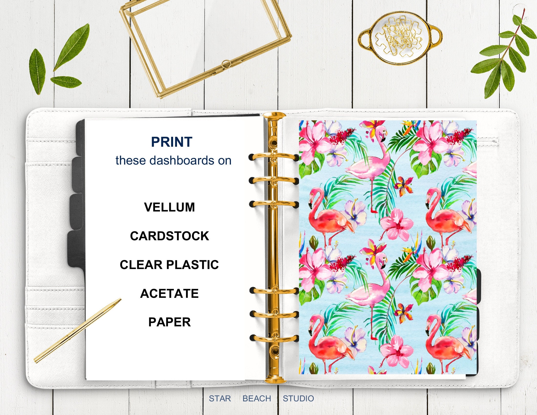 Pink Flamingos Planner Dashboard, Summer Floral Planner Inserts, US ...
