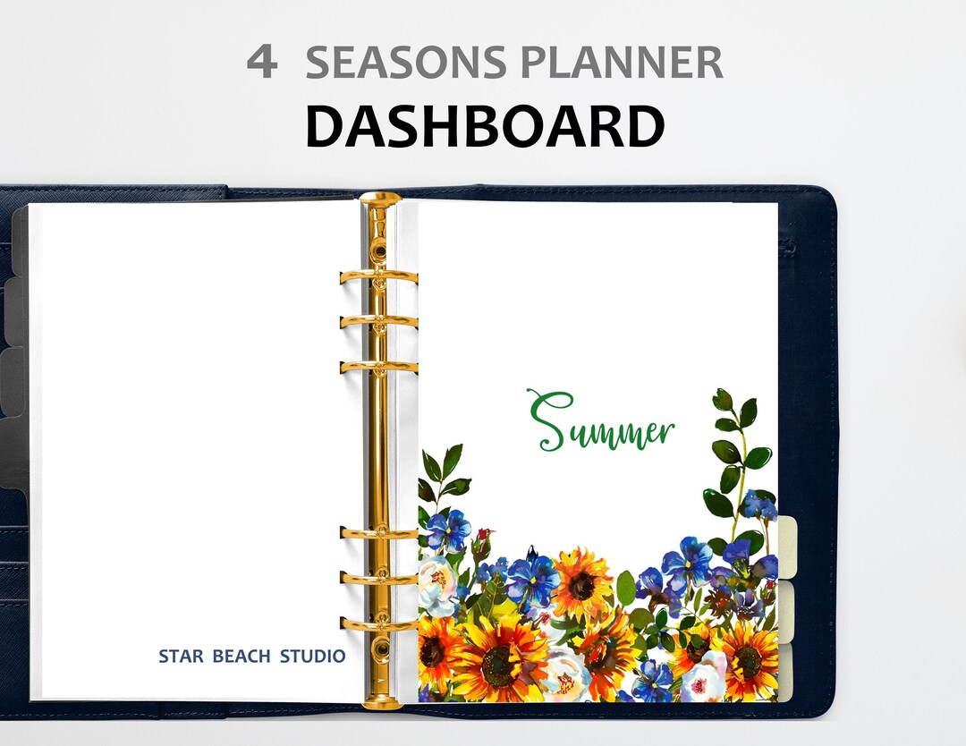 Floral Planner Dashboards Printable, 4 Seasons Spring Summer Fall ...