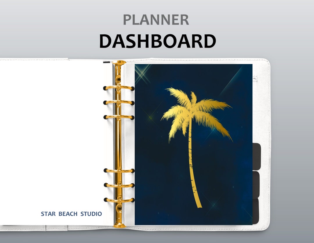 Palm Tree Planner Dashboard Printable, Gold Starlight Planner Insert ...