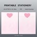 Pink Heart Love Stationery Printable Paper, Valentines Lined & Unlined ...