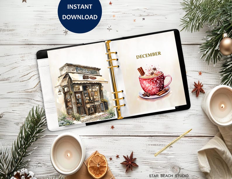 12 Months Coffee Planner Dashboard Printable, Drinks Planner Divider ...