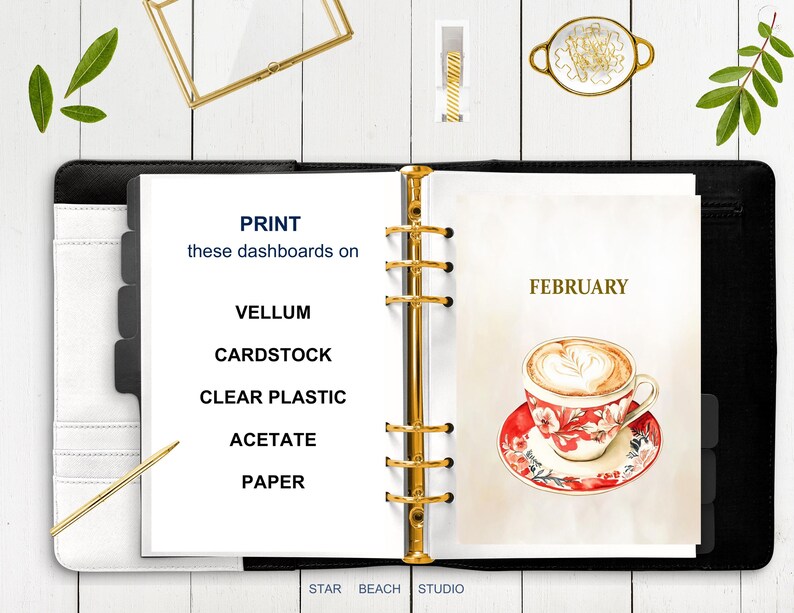 12 Months Coffee Planner Dashboard Printable, Drinks Planner Divider ...
