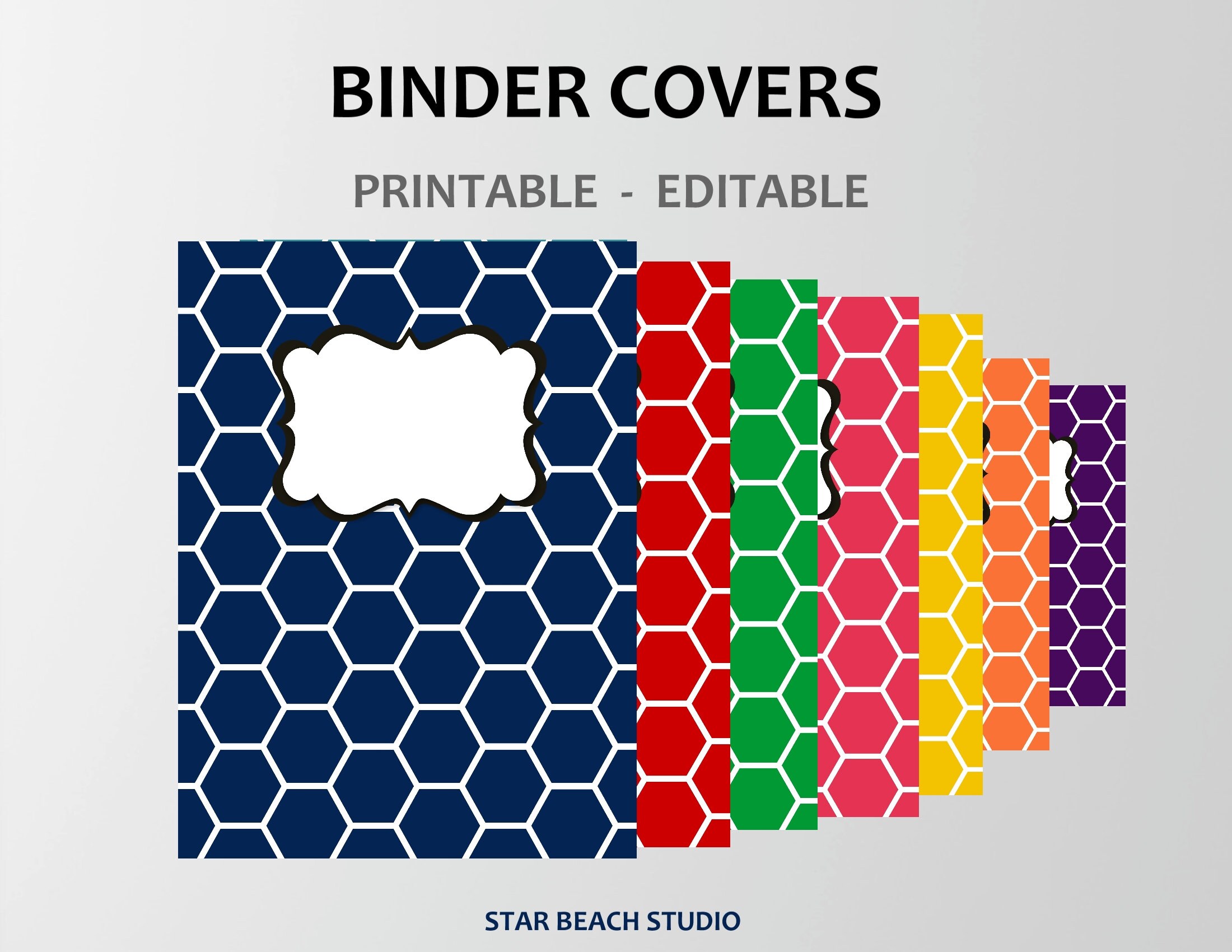 Binder Cover Printable, Multicolor Digital Notebook Covers, Teacher ...