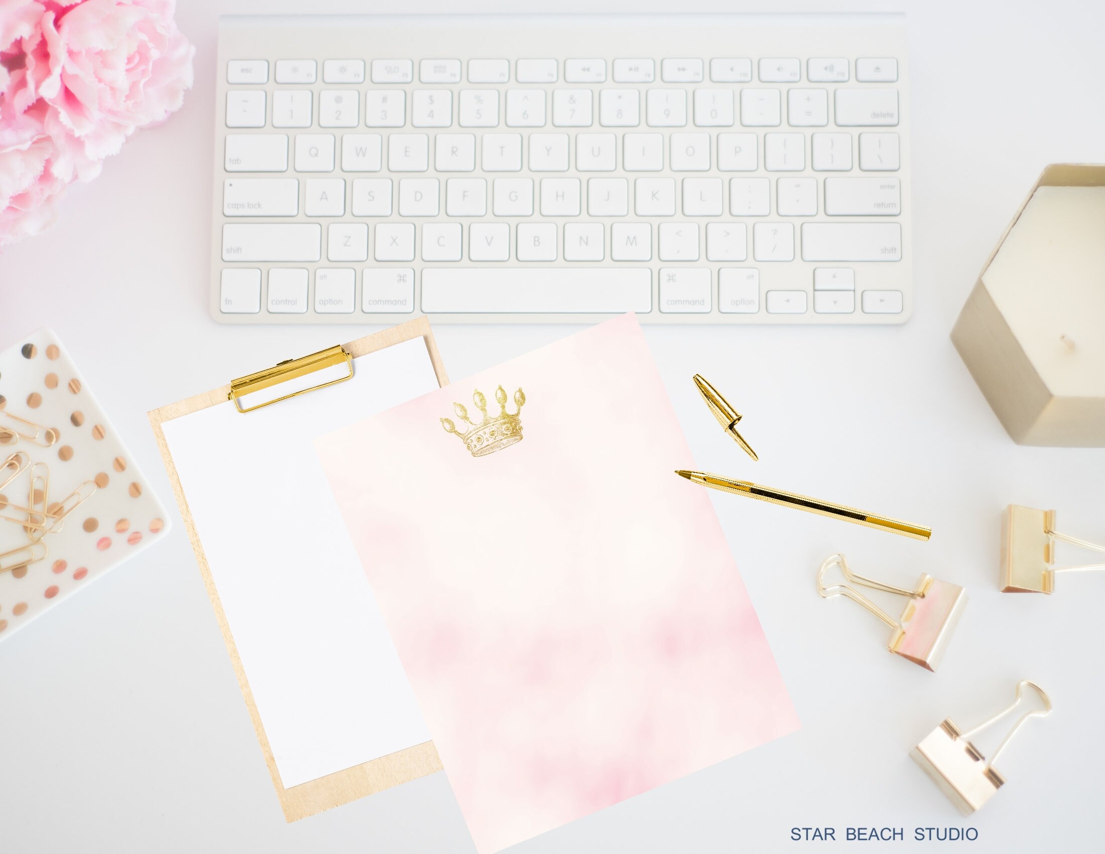 Gold Crown Pink Paper Printable Stationery Paper, Royal Princess Theme ...