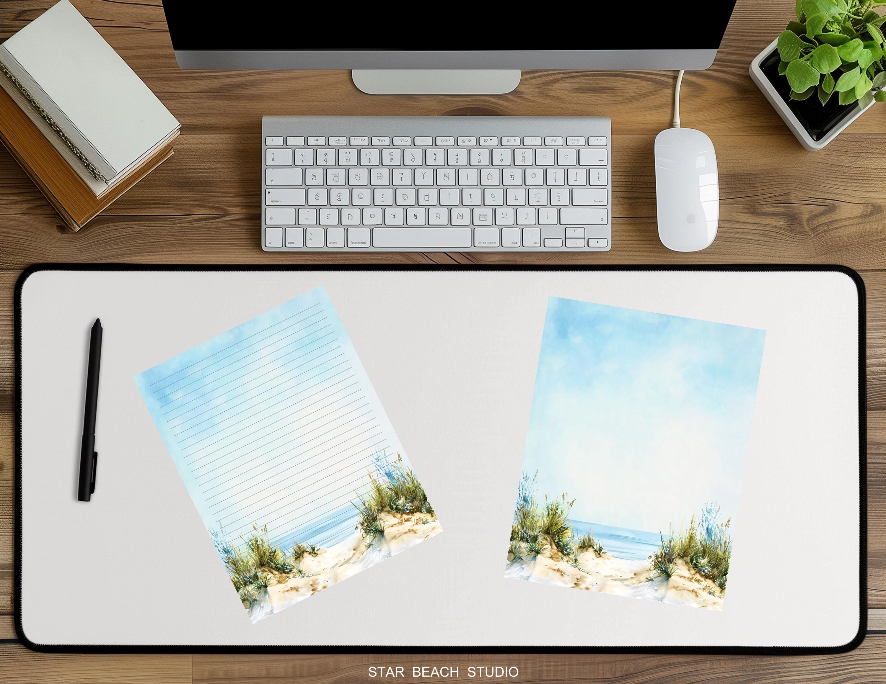 Summer Beach Printable Paper Sand Dunes Watercolor Stationery, A4 ...