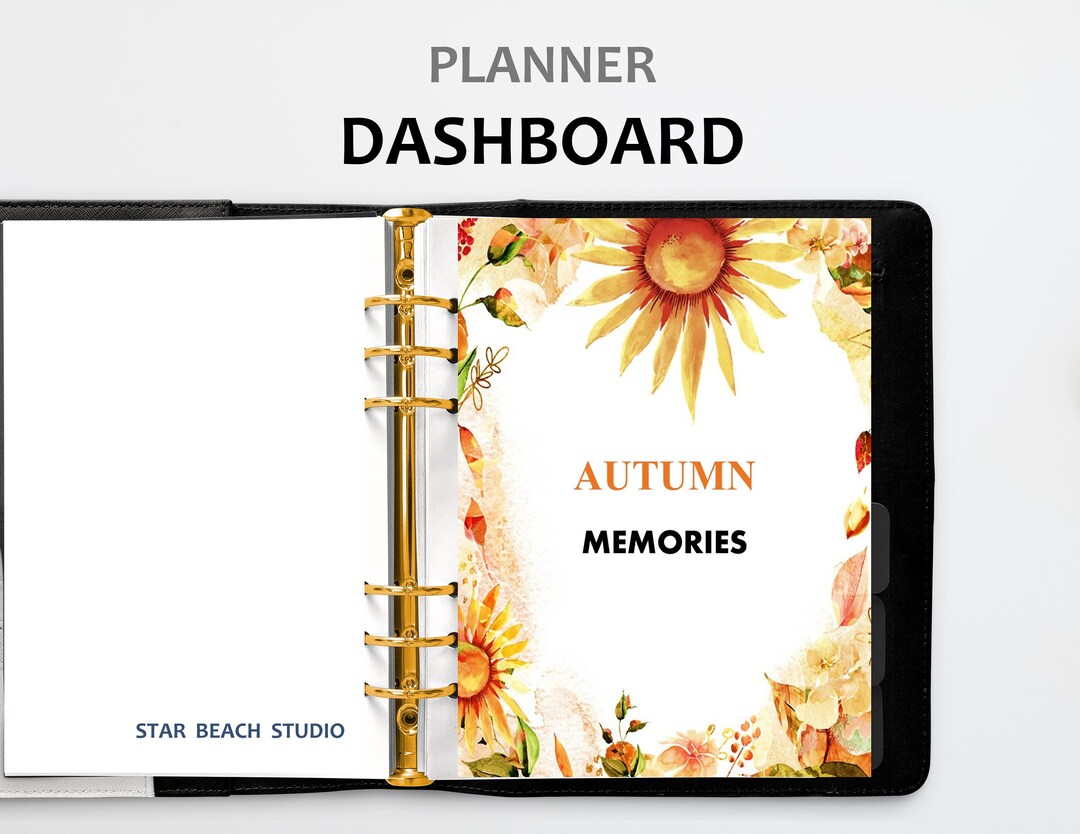 Fall Floral Planner Dashboard Printable, Autumn Flowers Planner Inserts ...