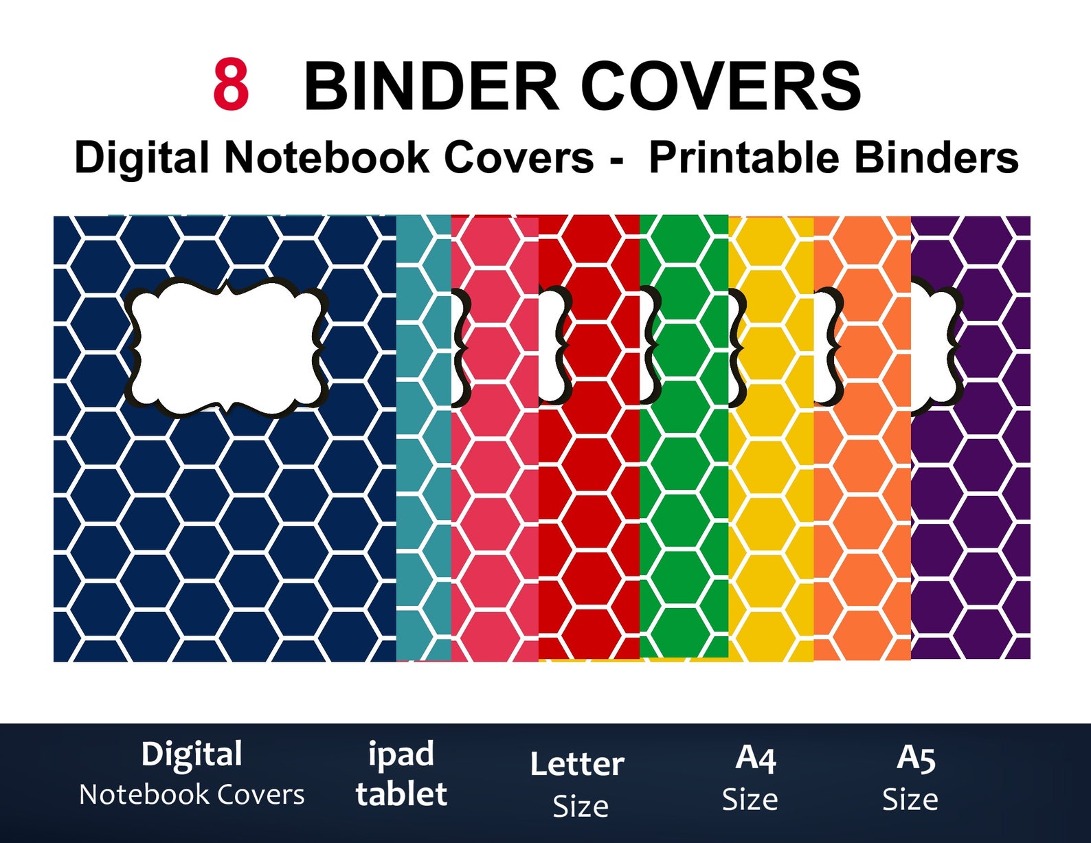 Binder Cover Printable Multicolor Digital Notebook Covers - Etsy