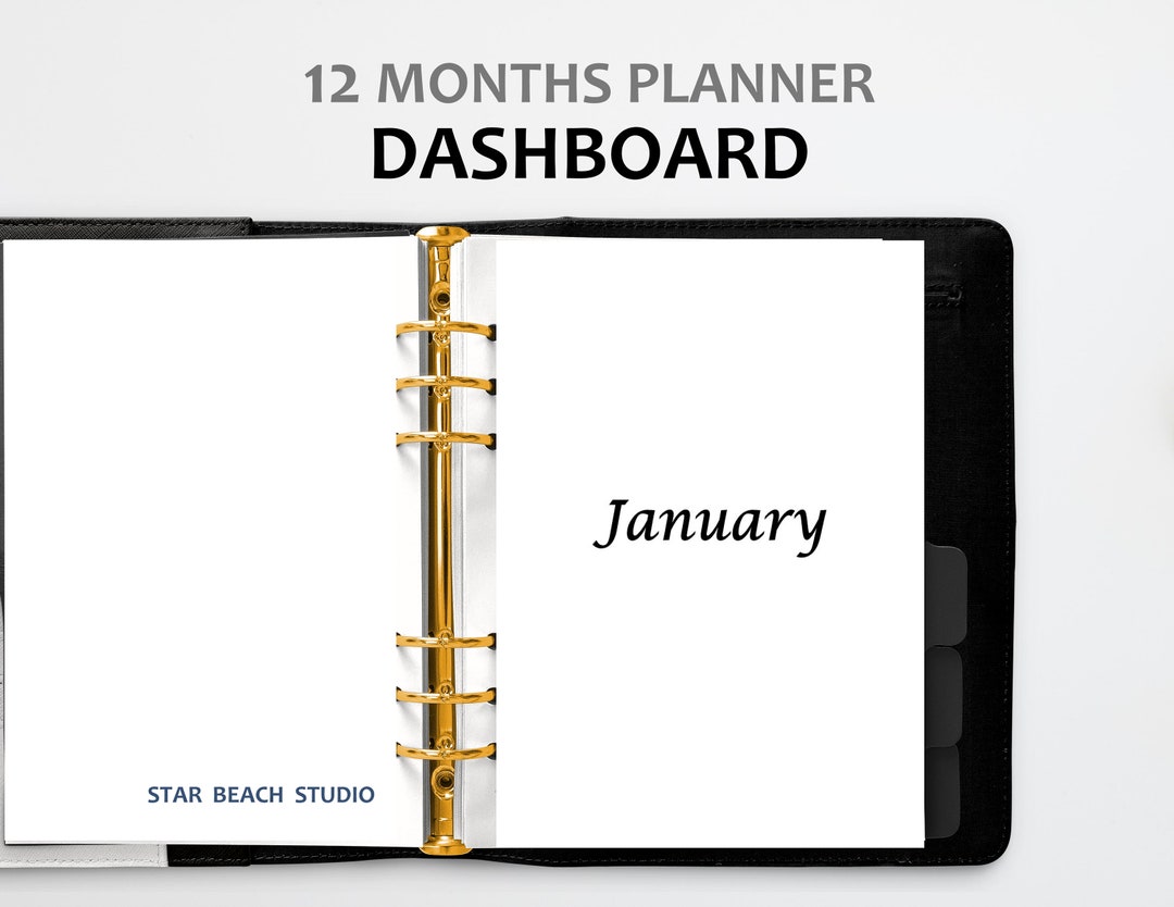 Monthly Planner Dashboards Printable, 12 Month Minimalist Planner ...