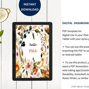 Hello Fall Floral Planner Dashboard Printable, Autumn Watercolor Floral ...