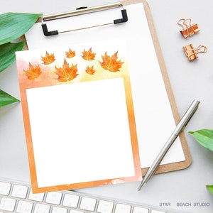 Autumn Leaves Printable Stationery, Fall Leaves Lined & Unlined Letter ...