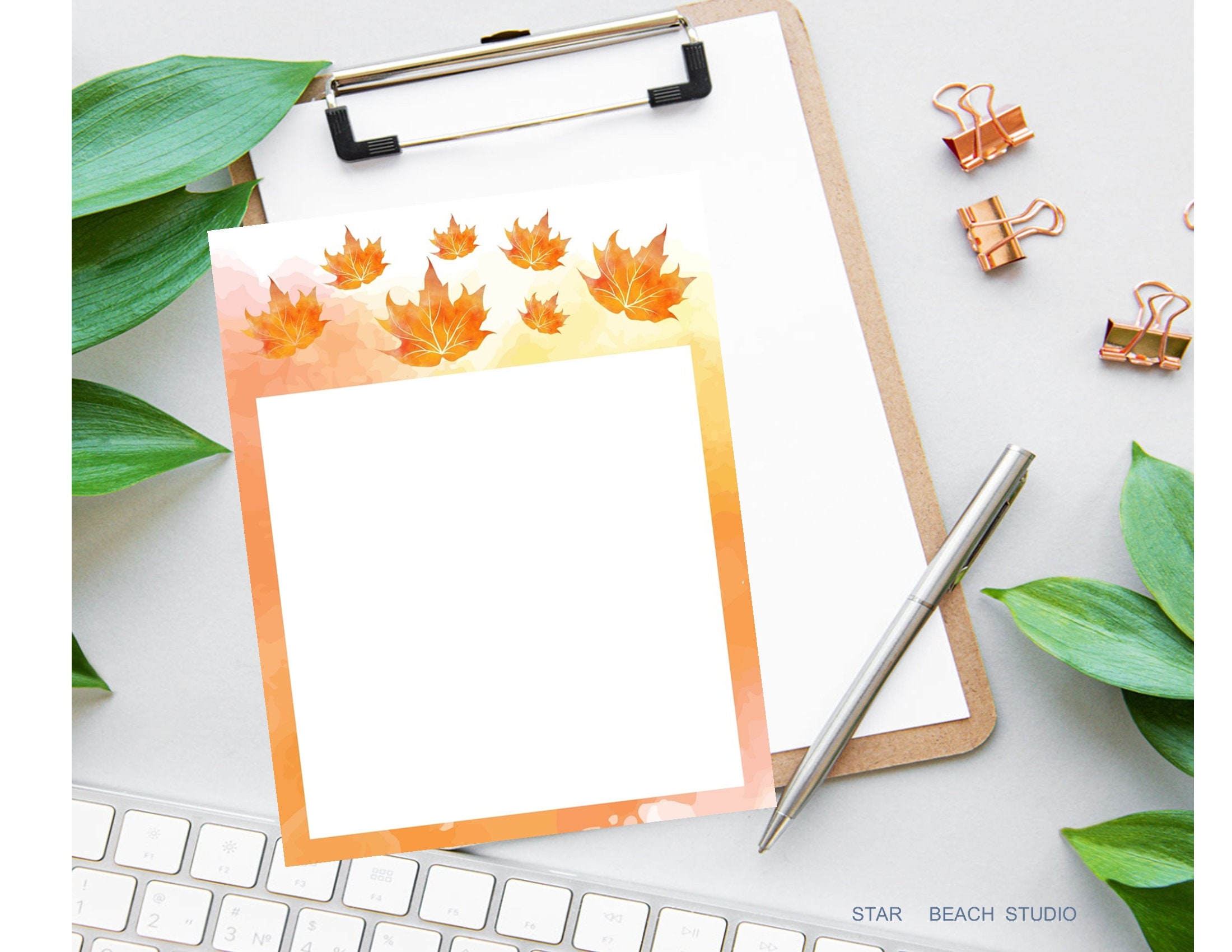 Autumn Leaves Printable Stationery, Fall Leaves Lined & Unlined Letter ...
