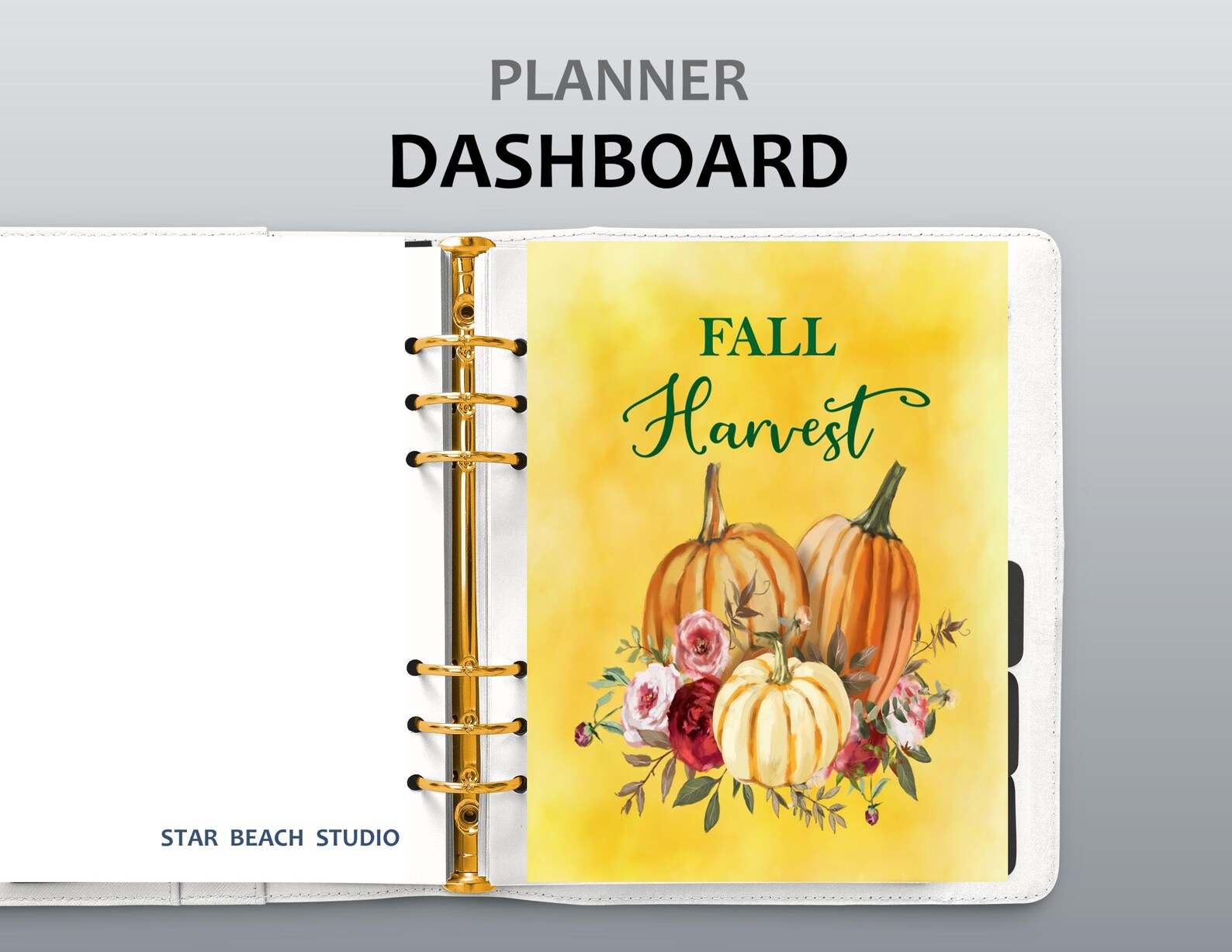 Fall Pumpkin Planner Dashboard, Autumn Floral Harvest Watercolor ...