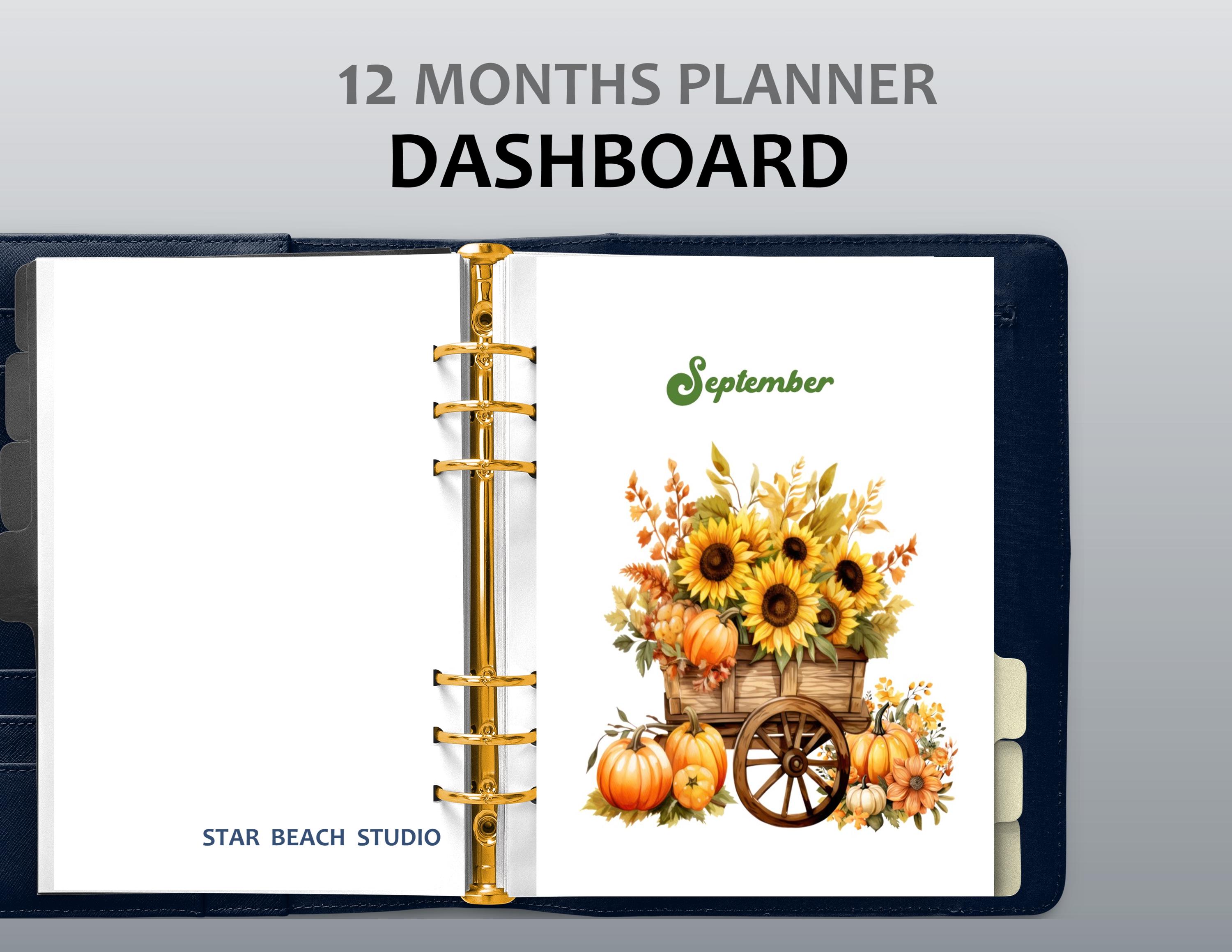 12 Months Planner Dashboard Printable, Seasonal Themes Planner Divider ...