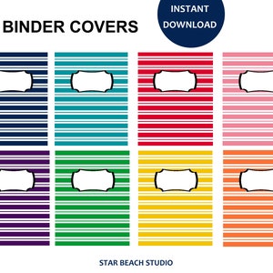 8 Binder Cover Printable Editable, Multicolor Digital Notebook Cover ...
