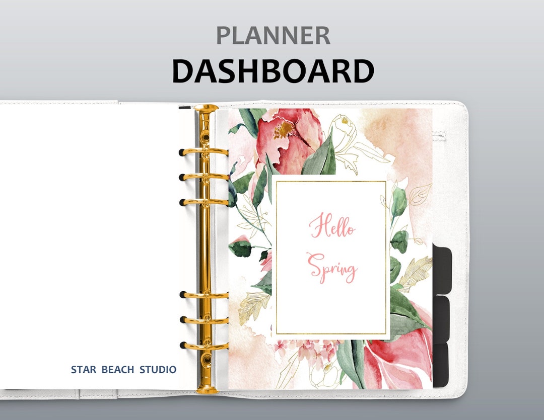 Printable Planner Dashboard, Hello Spring Pink Floral Planner Insert ...