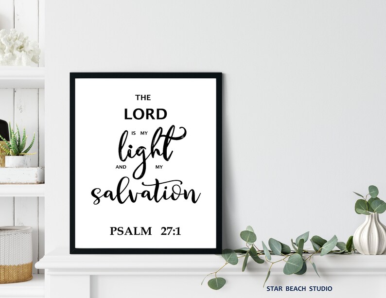Psalm 27:1 Bible Verse Wall Art, the LORD is My Light and My Salvation ...