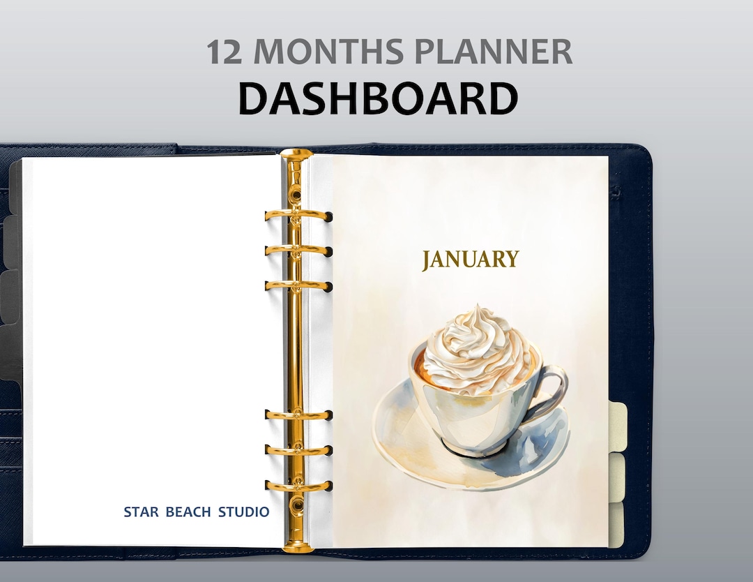 12 Months Coffee Planner Dashboard Printable, Drinks Planner Divider ...