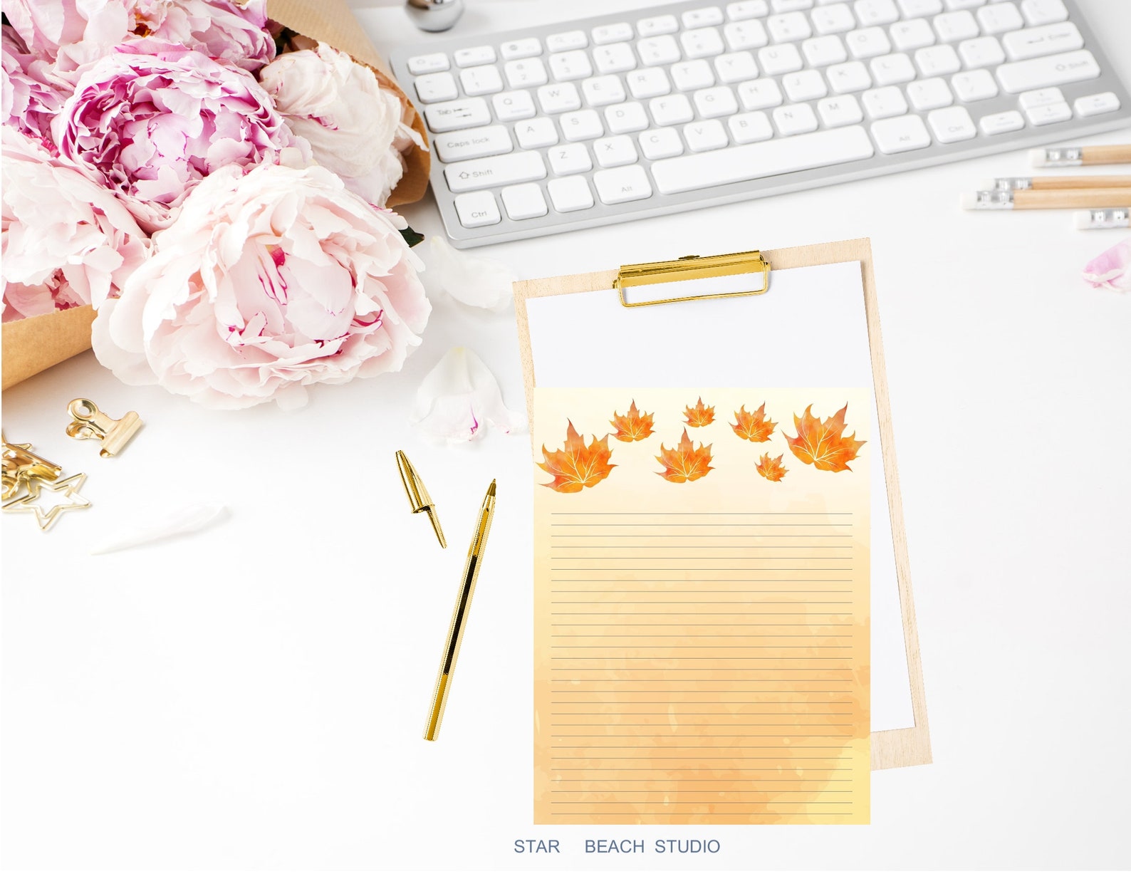 Autumn Leaves Printable Stationery, Fall Leaves Lined & Unlined Letter ...