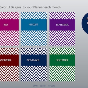 12 Month Planner Dashboard Printable, Chevron Pattern Multicolor ...
