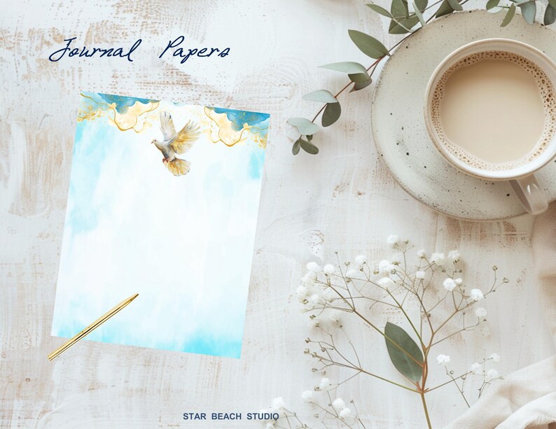 Holy Spirit Dove Stationery Printable Paper, Christian Theme Lined ...