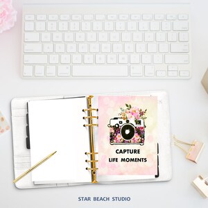 Camera Planner Dashboard Printable, Pink Floral Planner Insert, US ...