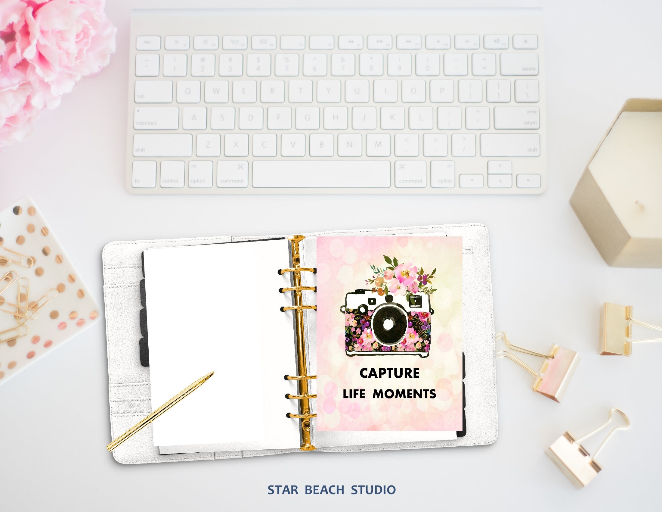 Camera Planner Dashboard Printable, Pink Floral Planner Insert, US ...