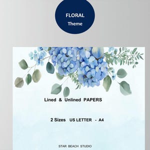 Blue Hydrangeas With Eucalyptus Leaves Stationery Printable Paper ...