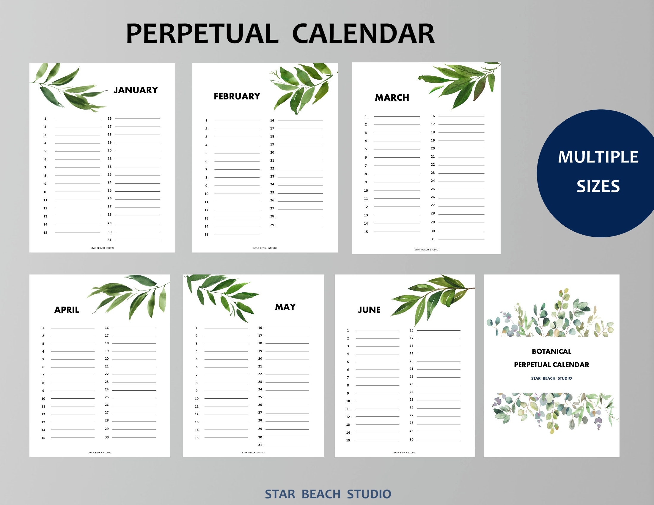 Perpetual Calendar Printable Birthday Anniversary Annual - Etsy