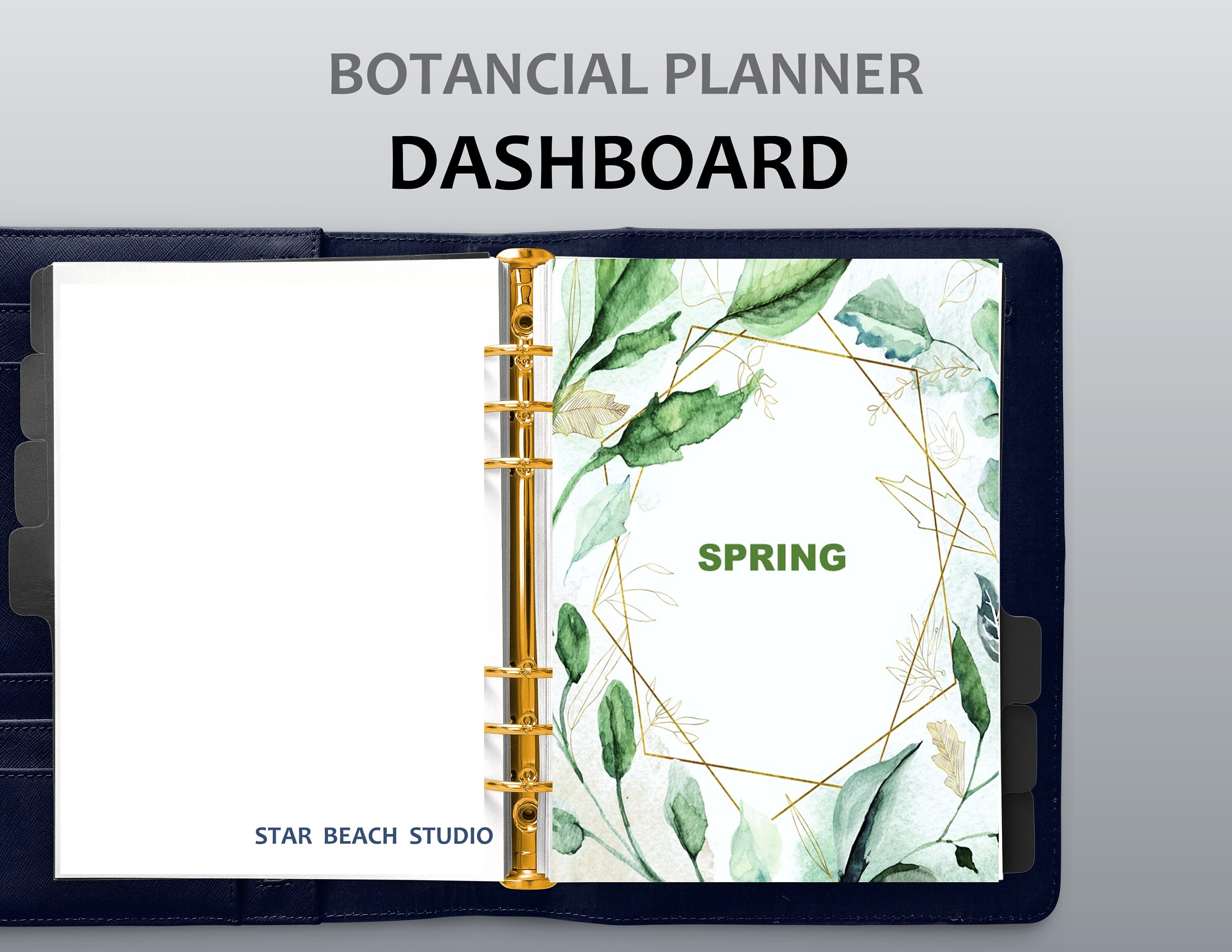 Botanical Printable Dashboard, Green Leaves Spring Planner Printables ...