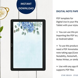 Blue Hydrangeas With Eucalyptus Leaves Stationery Printable Paper ...