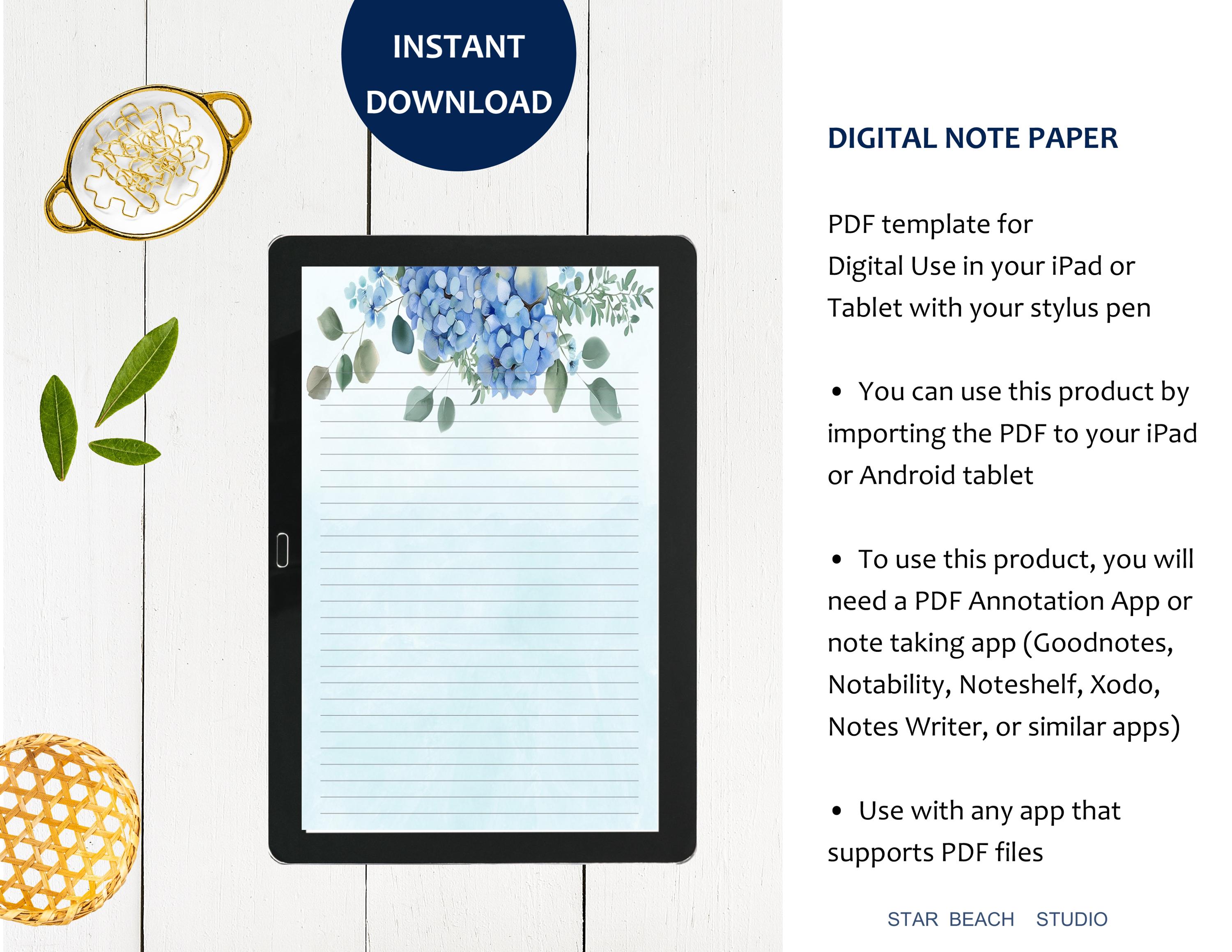 Blue Hydrangeas With Eucalyptus Leaves Stationery Printable Paper ...