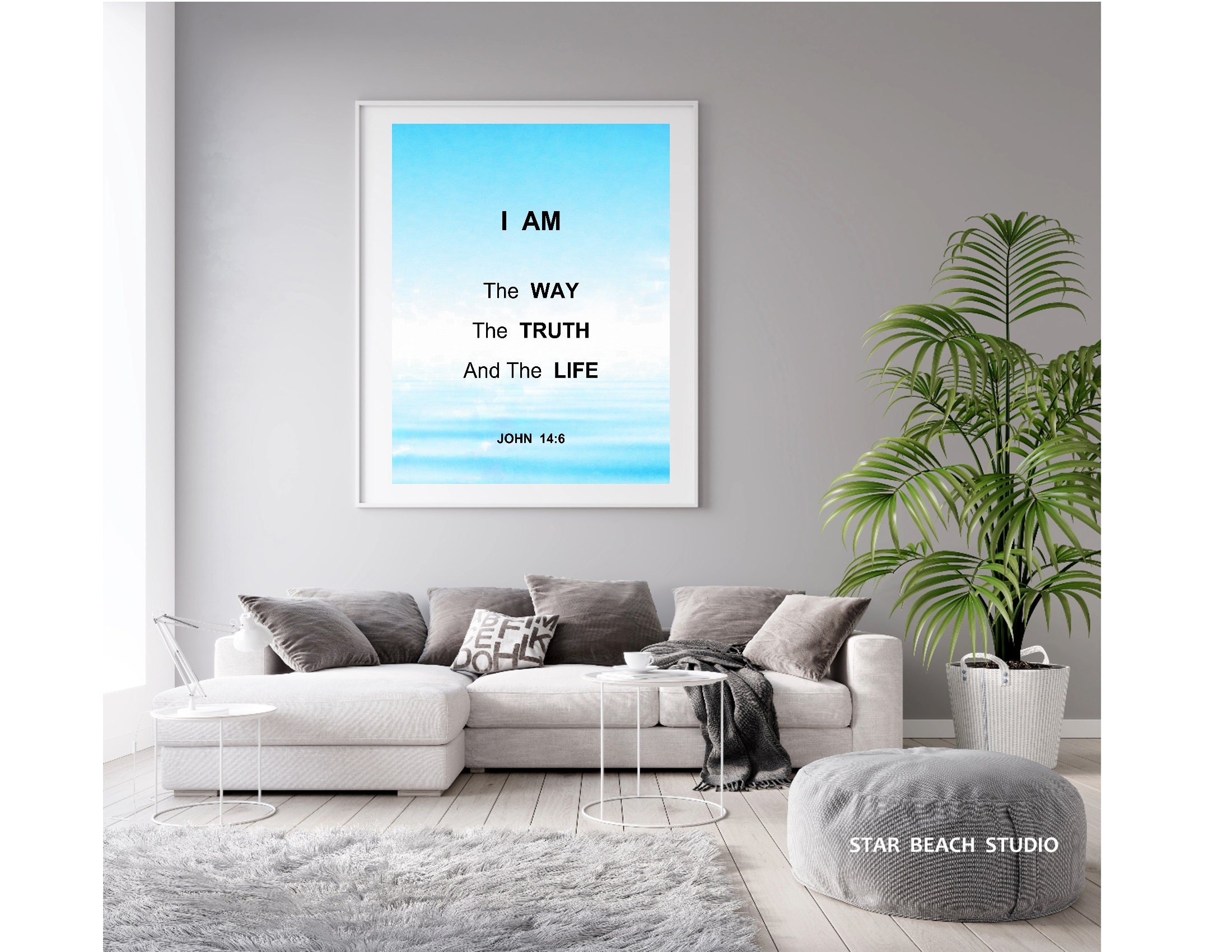 John 14:6 Bible Verse Wall Art, I AM the Way the Truth & the Life ...