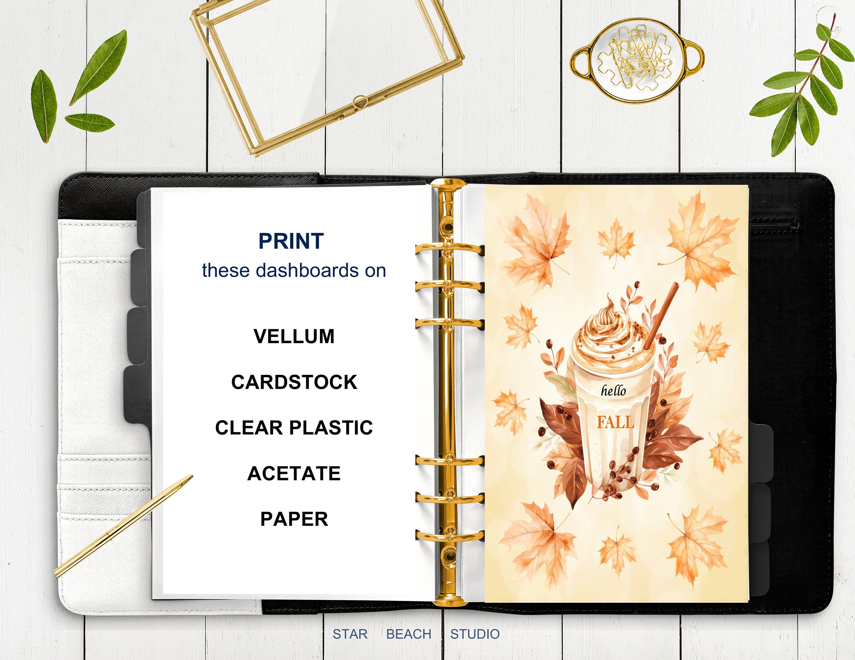 Cofffee Planner Dashboard Printable, Hello Fall Autumn Leaves ...